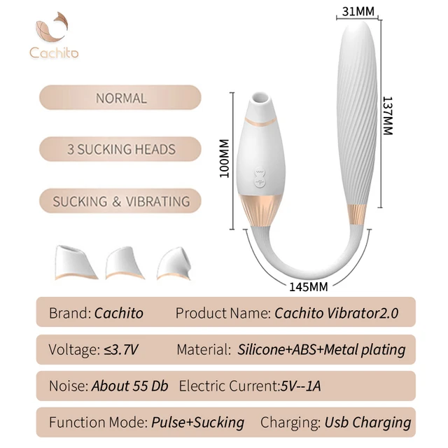 Cachito 2in1 Sucking Vibrator App Control Heating Thrusting Dildo for Women G-spot Clit Sucker ...