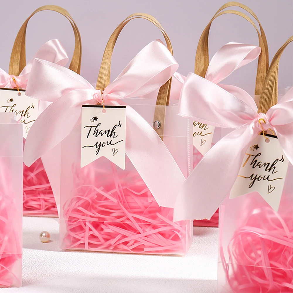 10pcs-Clear-PVC-Gift-Bags-with-Pink-Ribbon-Plastic-Tote-Bag-Gift-Wrap ...