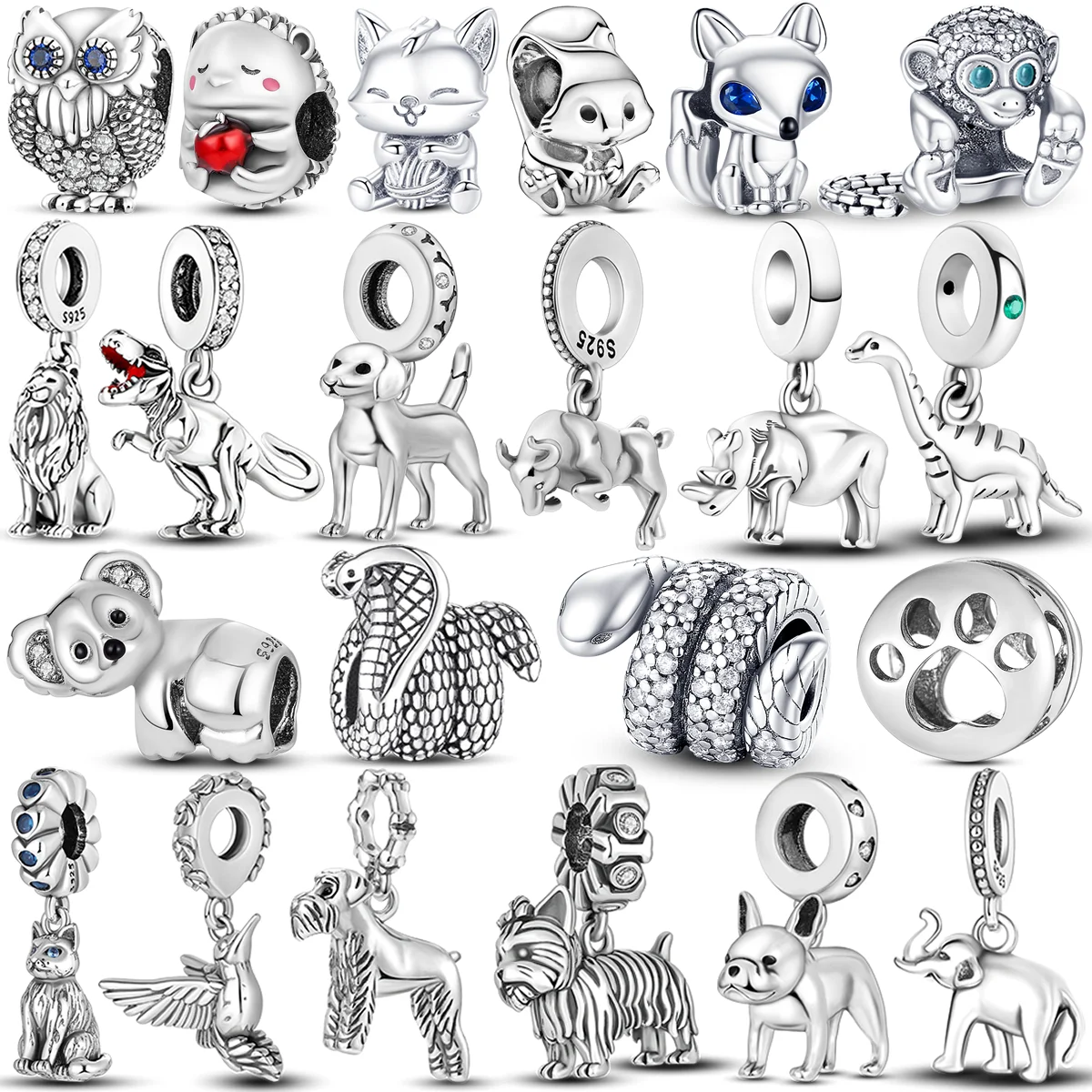 Serie-Animal-de-Plata-de-Ley-925-dije-compatible-con-pulsera-Pandora ...