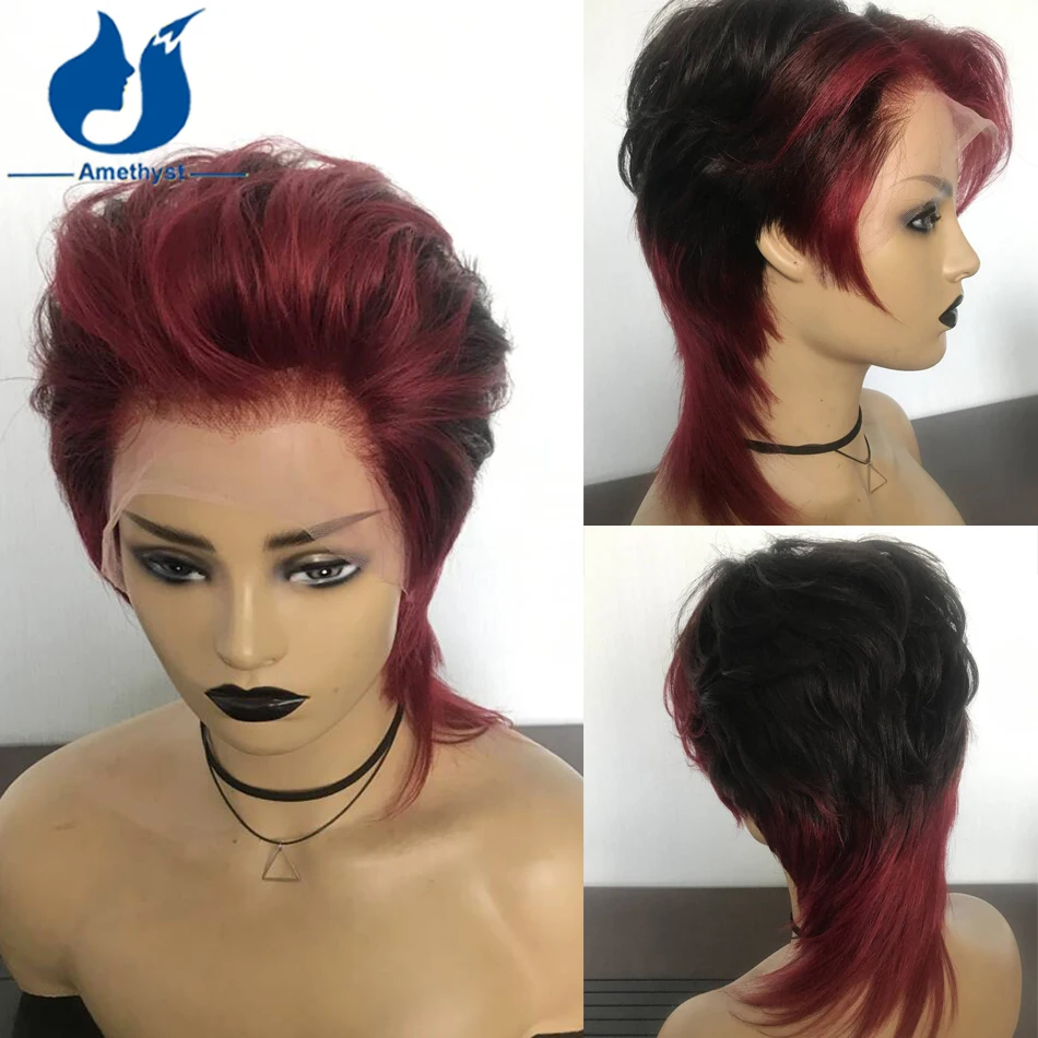 Pelucas-de-Mullet-con-malla-frontal-para-mujeres-negras-cabello-humano ...