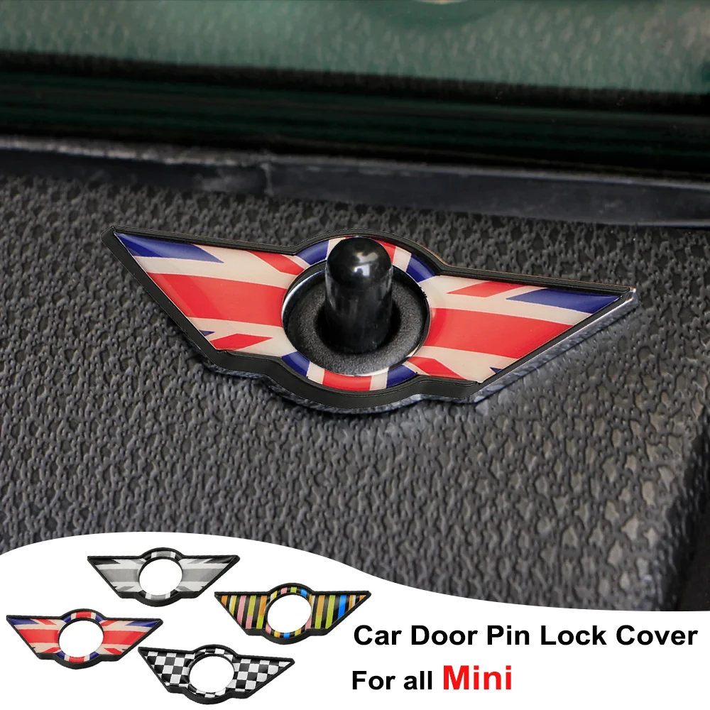 2Pcs Car Interior Door Pin Lock Wing Emblem Badge Sticker For Mini ...