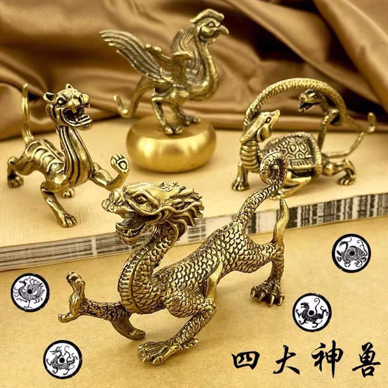 Metal-Decor-Arts-Ancient-Chinese-Divine-Beast-Dragon-White-Tiger-Suzaku ...