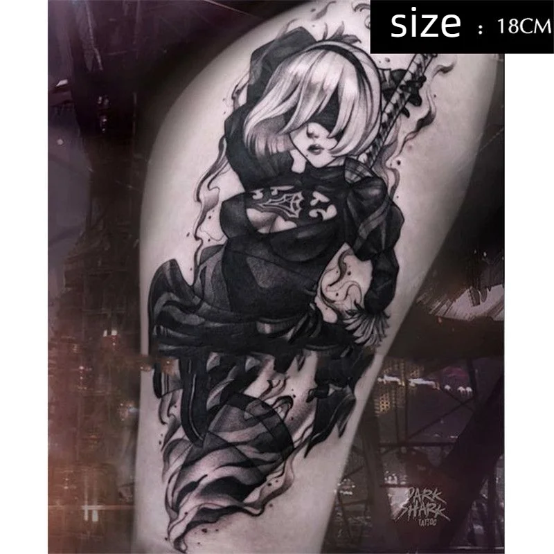 Luna-Store-NieR-Temporary-Tattoos-Black-Cool-Girl-Big-Size-Game ...