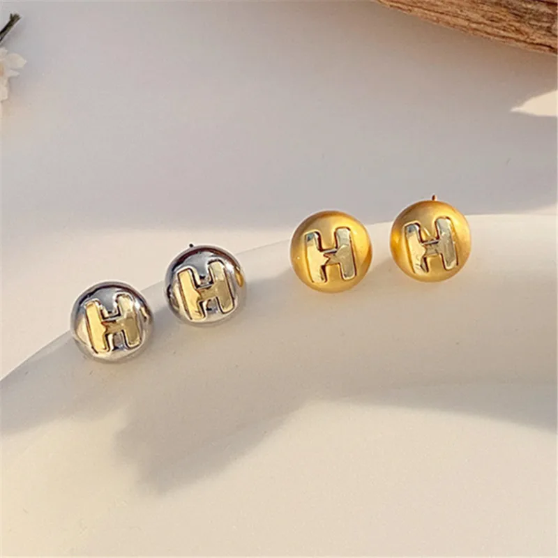 Fashion-Metallic-Peas-Letter-Stud-Earrings-For-Female-2024-New ...