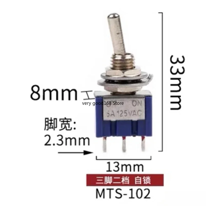 10pc-LOT-Blue-Mini-MTS-102-3-Pin-SPDT-ON-ON-6A-125VAC-Miniature-Toggle ...
