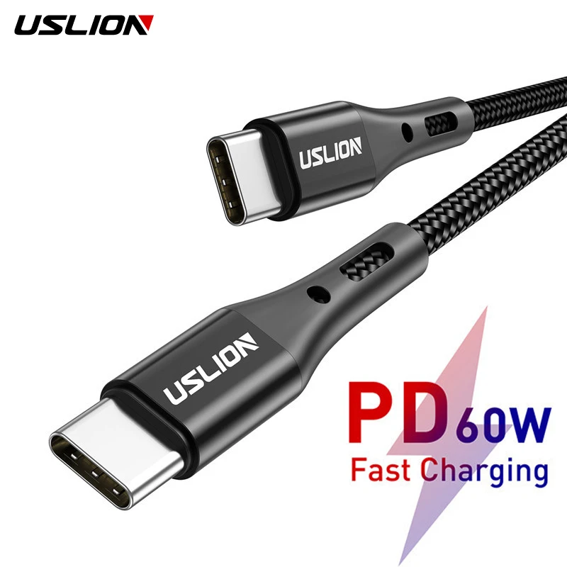 USLION PD 60W USB C To USB Type C Cable for Macbook Pro Quick Charge 3. ...
