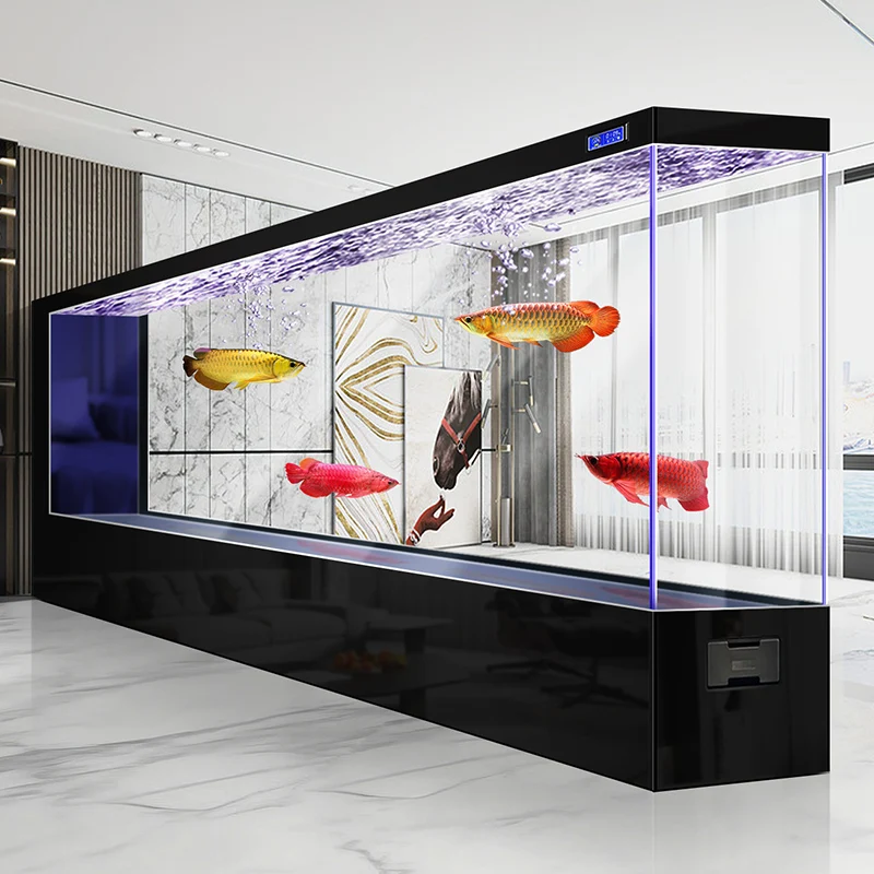 Extra large floor-to-ceiling fish tank, living room screen partition ...