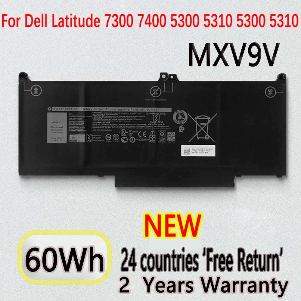 NEW MXV9V Laptop Battery For Dell Latitude 7300 7400 5310 5300 2 in 1 ...