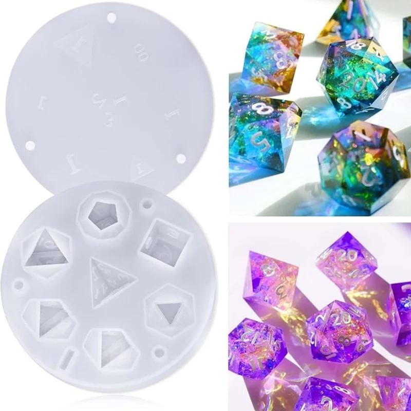 DIY Crystal Dropper Resin Polyhedral Dice Keychain Mold Returned to ...