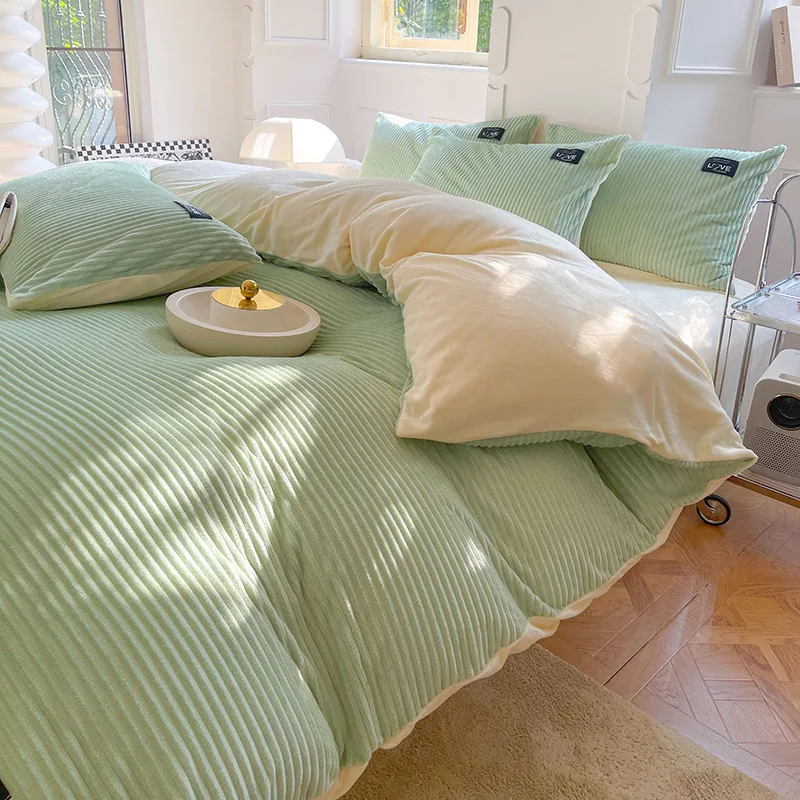 Winter Warm Duvet Cover Queen King Size Bed Milk Fleece Quilt Covers ...