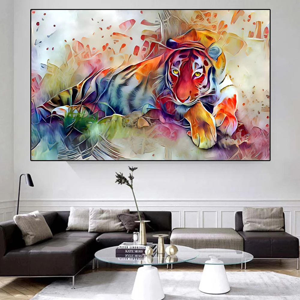 Tigre colorido animais graffiti sonho arte moderna pintura da lona ...