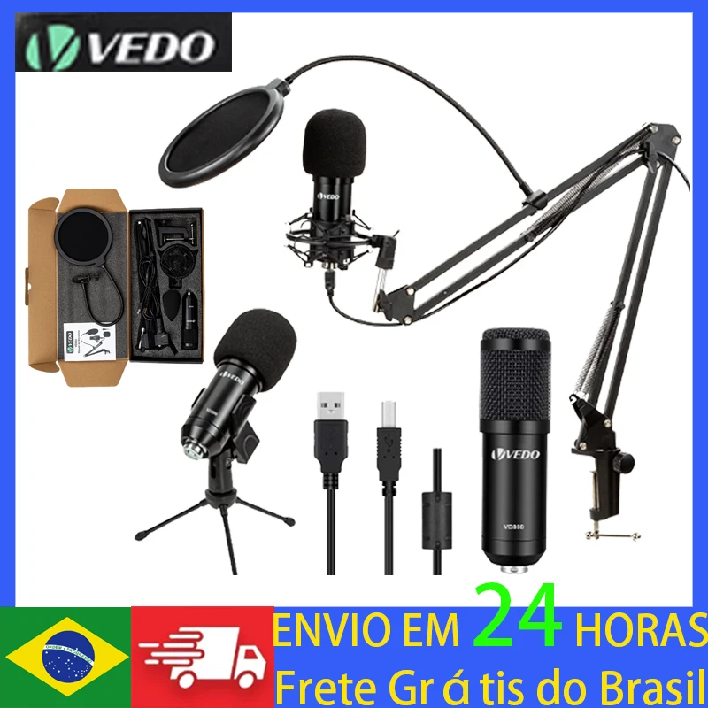 Vedo-USB-Condensador-Record-Microfone-Set-Microfone-Cardi-ide-com-Bra-o ...