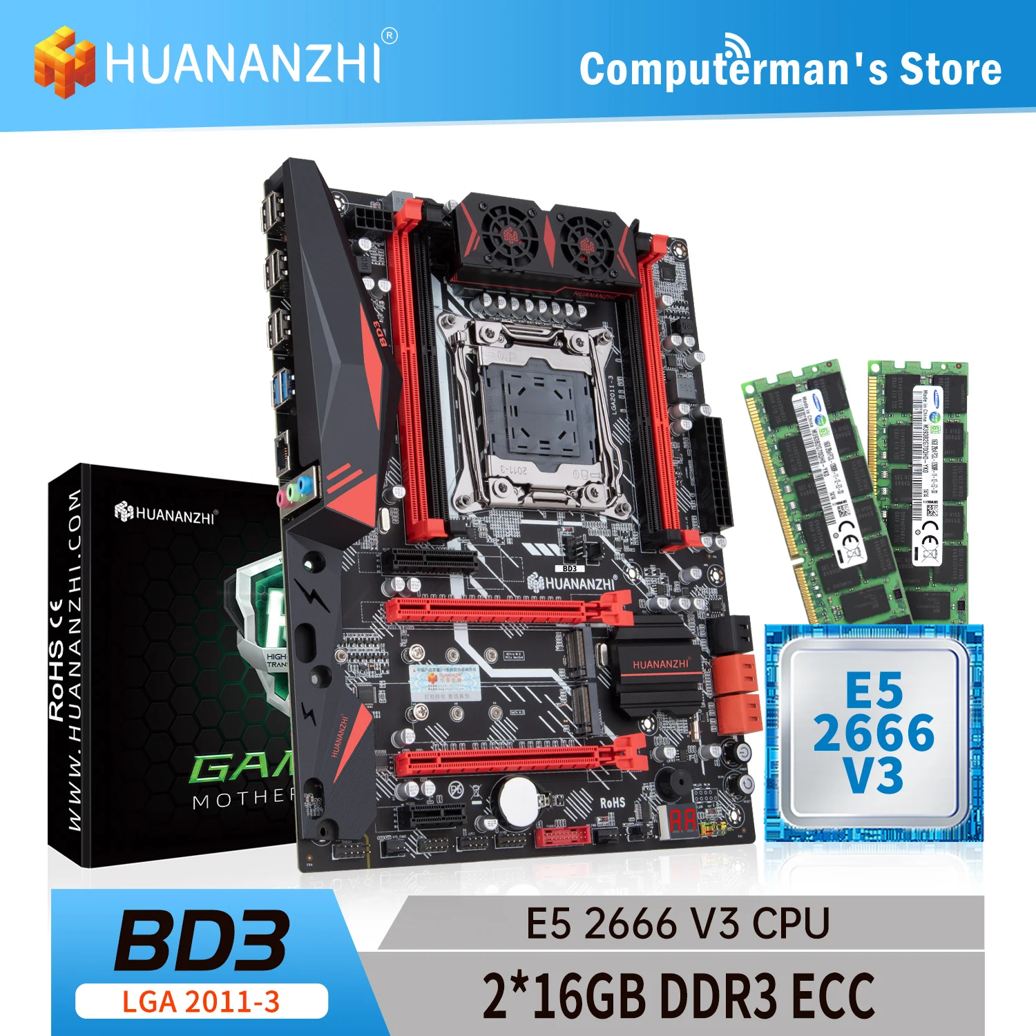 HUANANZHI-X99-BD3-LGA-2011-3-X99-Motherboard-combo-kit-set-Intel-XEON ...