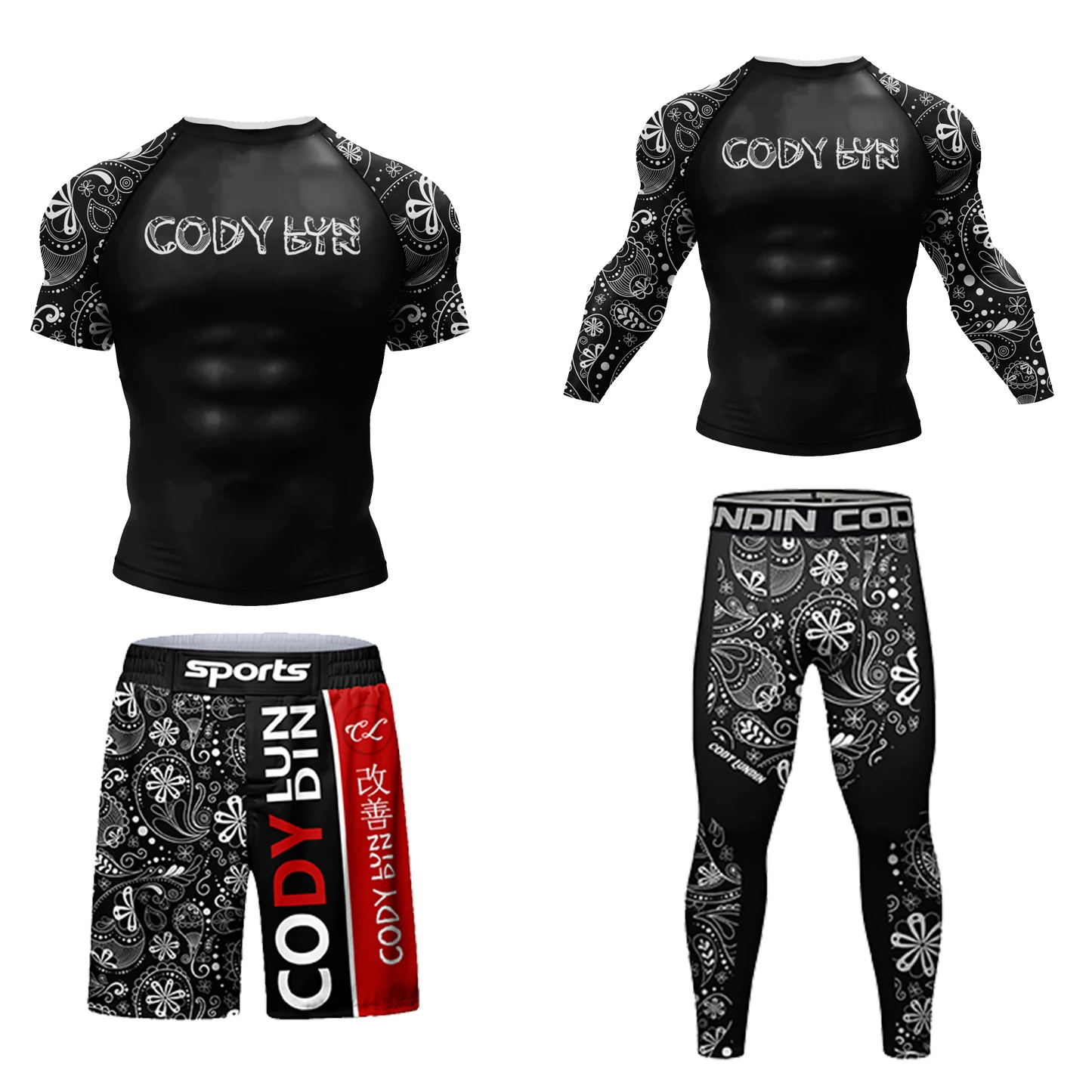 Cody-Lundin-Bodybuilding-Rash-Guard-Jiu-Jitsu-MMA-T-shirts-Pant-Set-Men ...