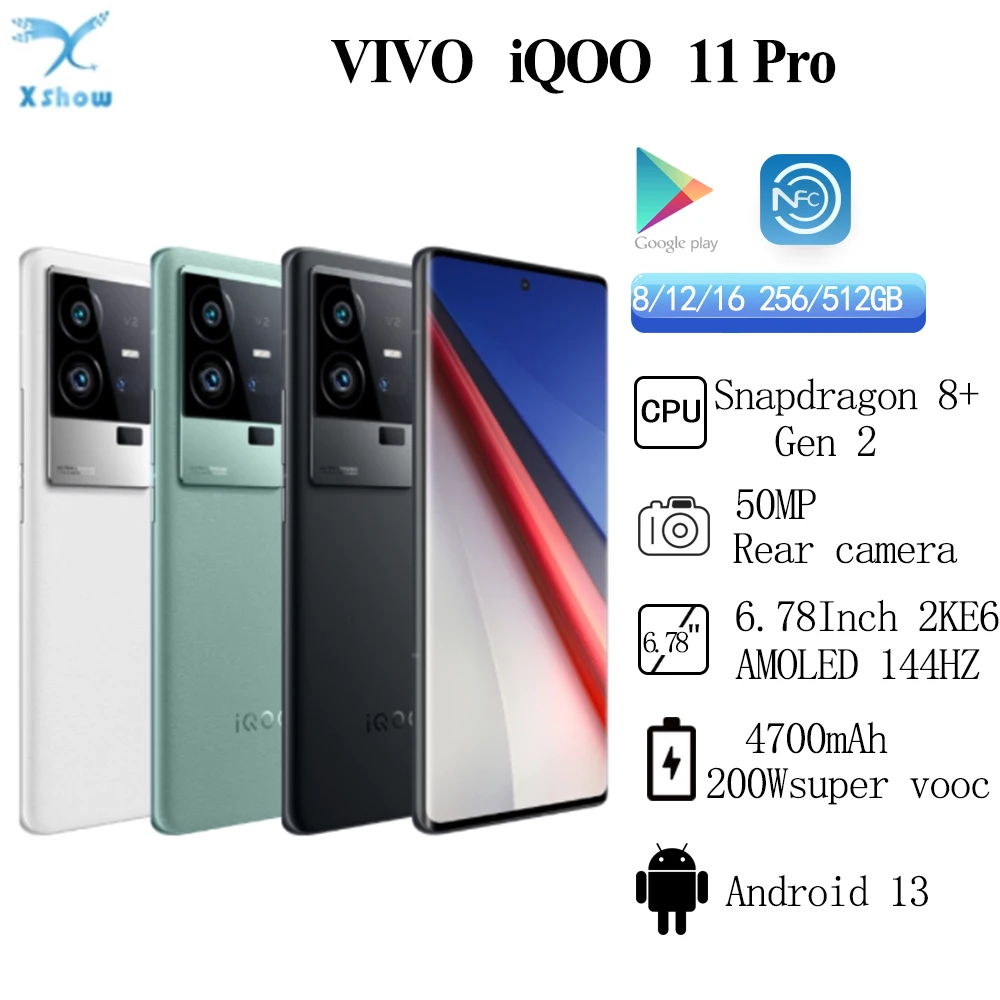 New VIVO iQOO 11 Pro Snapdragon 8 Gen 2 50MP VCS IMX866 2K E6 6.78 ...
