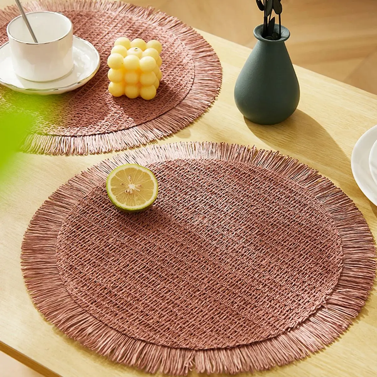 Set-of-4-Table-Round-Woven-Paper-Placemat-for-Dining-Table-Paper ...