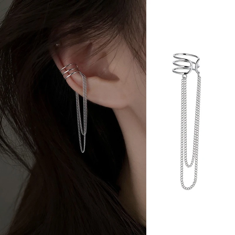 Simple-Ear-Clip-Earring-for-Women-1PC-Multilayer-Long-Tassel-Chain-Ear ...