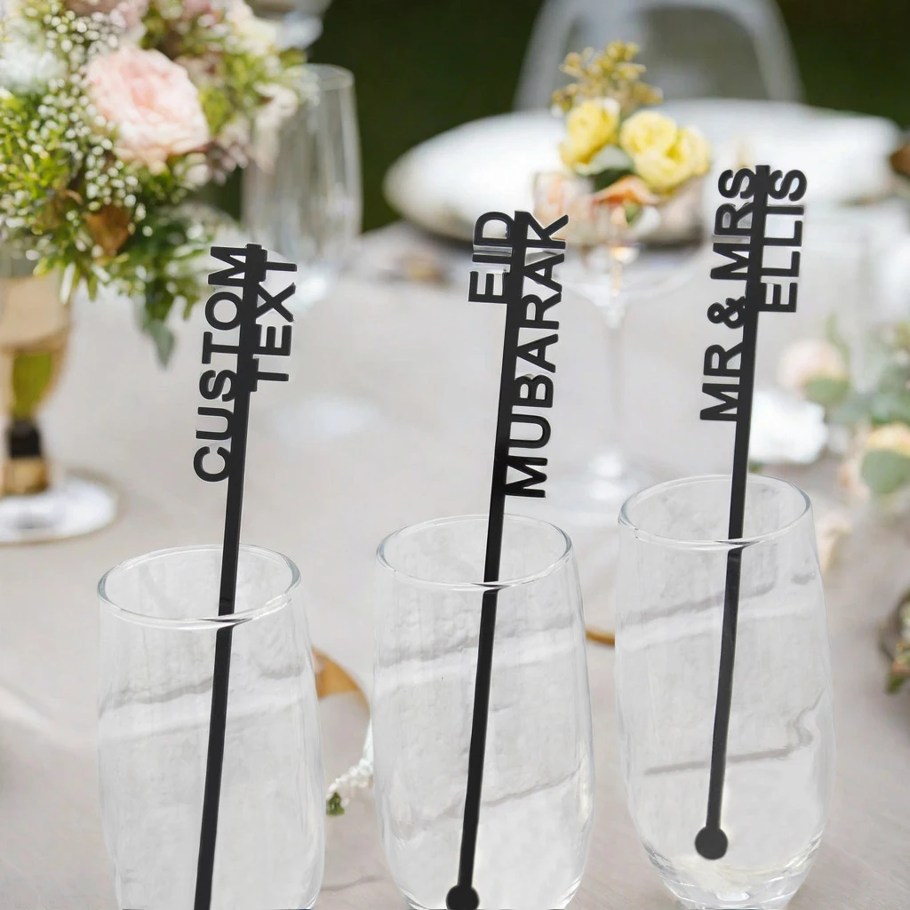 10-120pcs Personalized Acrylic Stirrers Custom Laser Cut Drink Stirrers ...