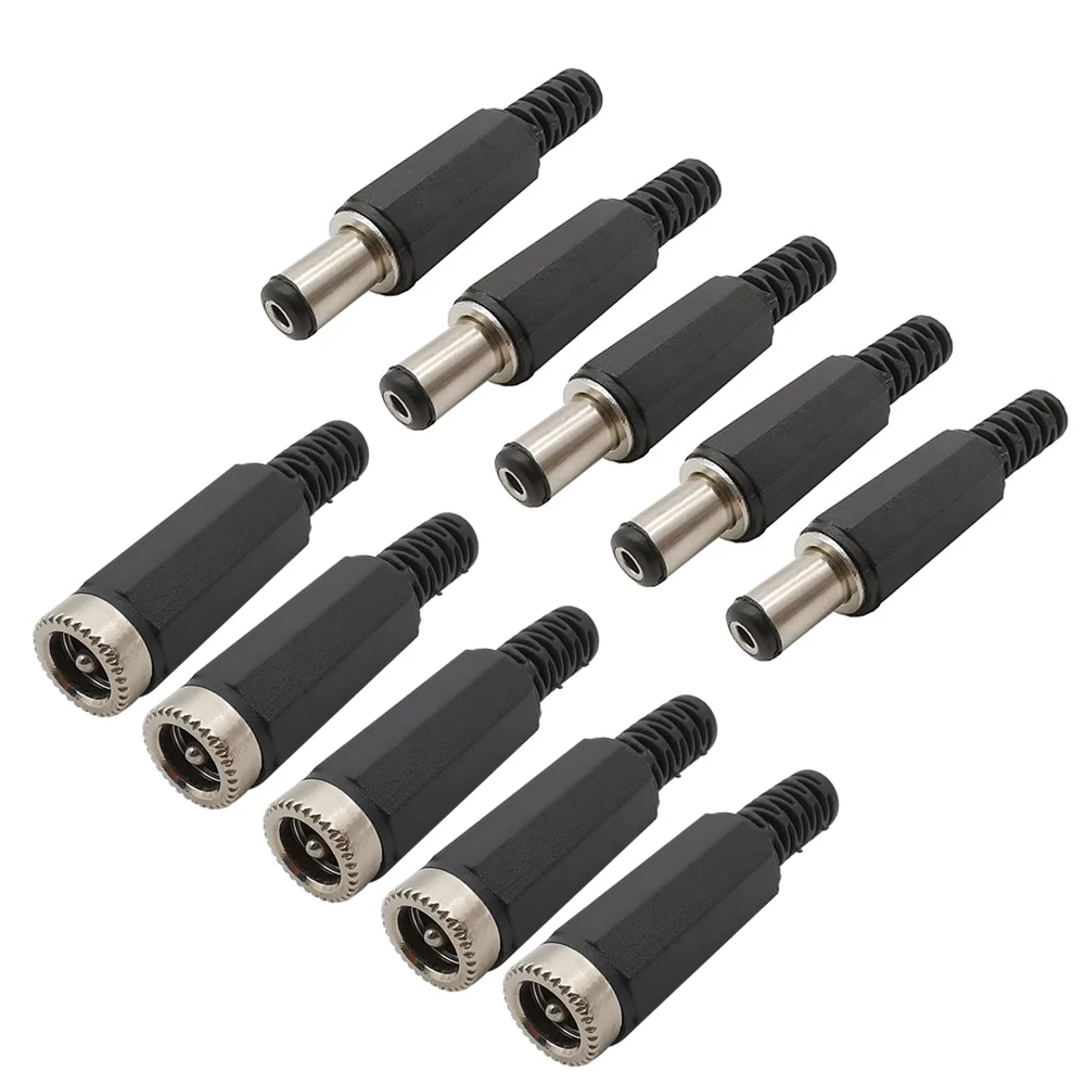 5Pair-DC-Power-Jack-Plugs-5-5mm-x-2-1mm-Male-Plug-Female-Jack-Socket ...