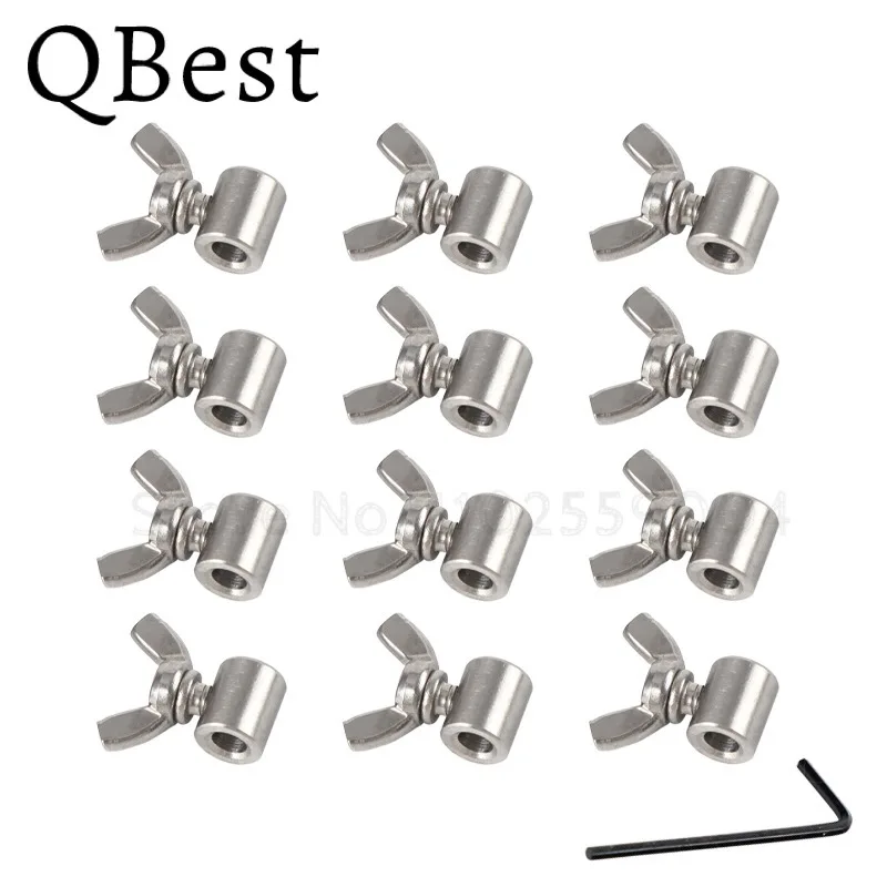 12pcs 304 Stainless Steel Handscrew Clamp Wire Rope Fasteners Butterfly ...