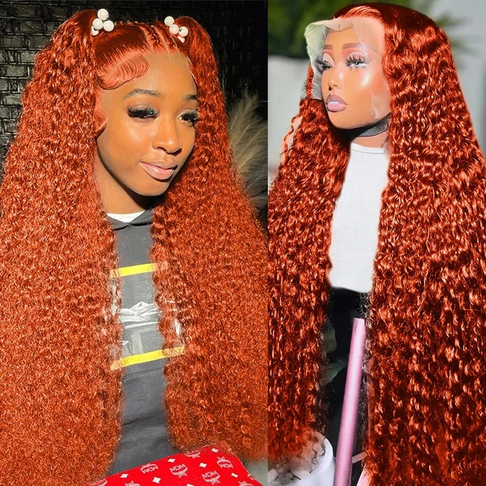Orange-Ginger-Deep-Curly-Lace-Front-Human-Hair-Wigs-Fall-Colored-13x4 ...