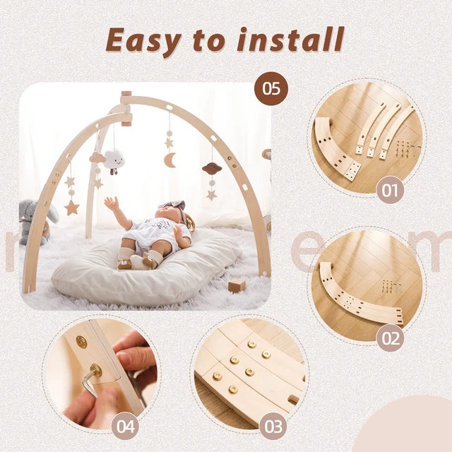 Baby Wooden Triangle Gym Rack Splint Newborn Activity Gym Frame Star ...