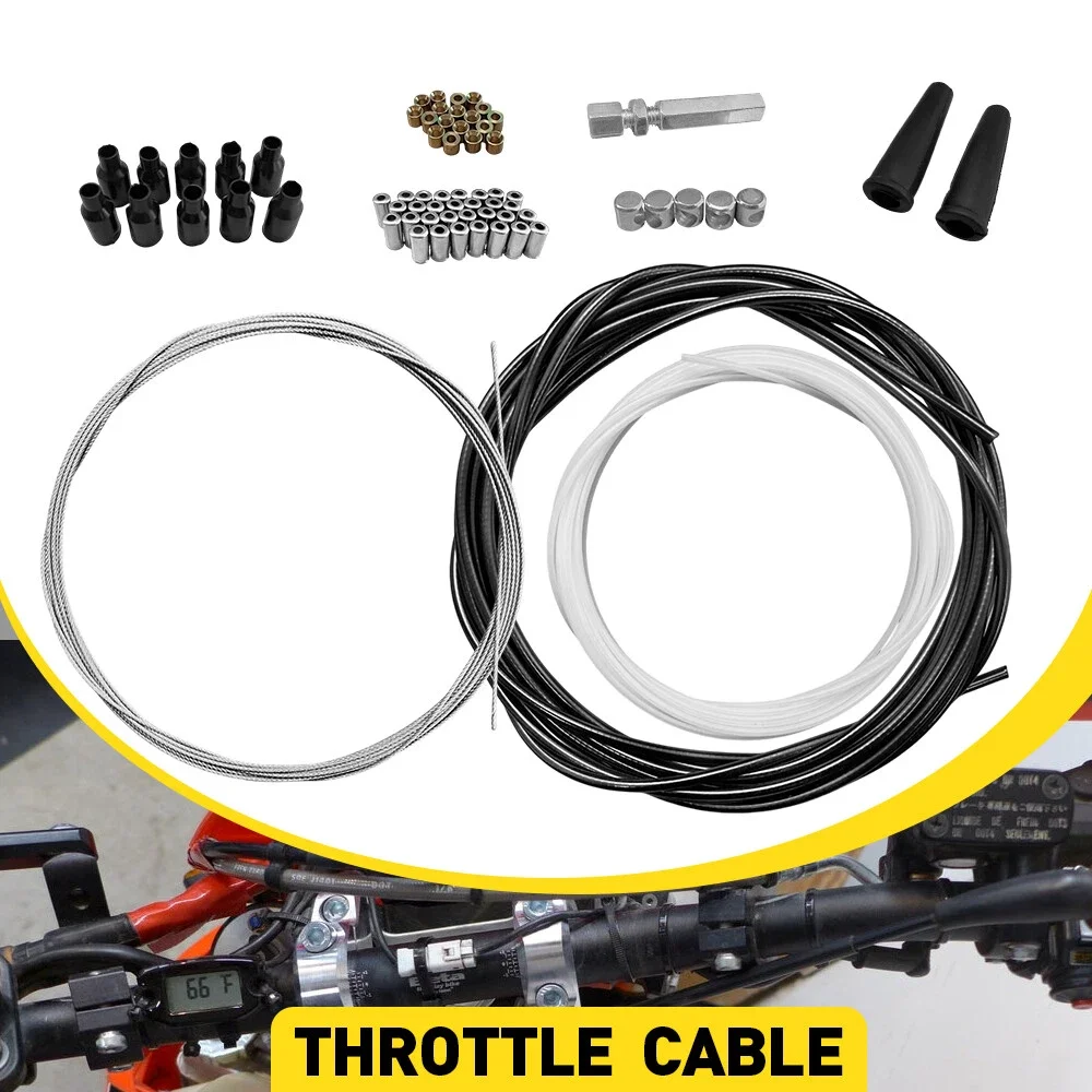 Universal 5 Metres DIY Throttle Cable Kit Nipples Ferrules Motorbike ...