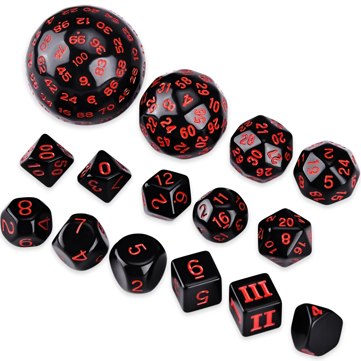D3-D100-Black-Base-Polyhedral-Dice-Set-Of-15-For-Role-Playing-Game-Club ...
