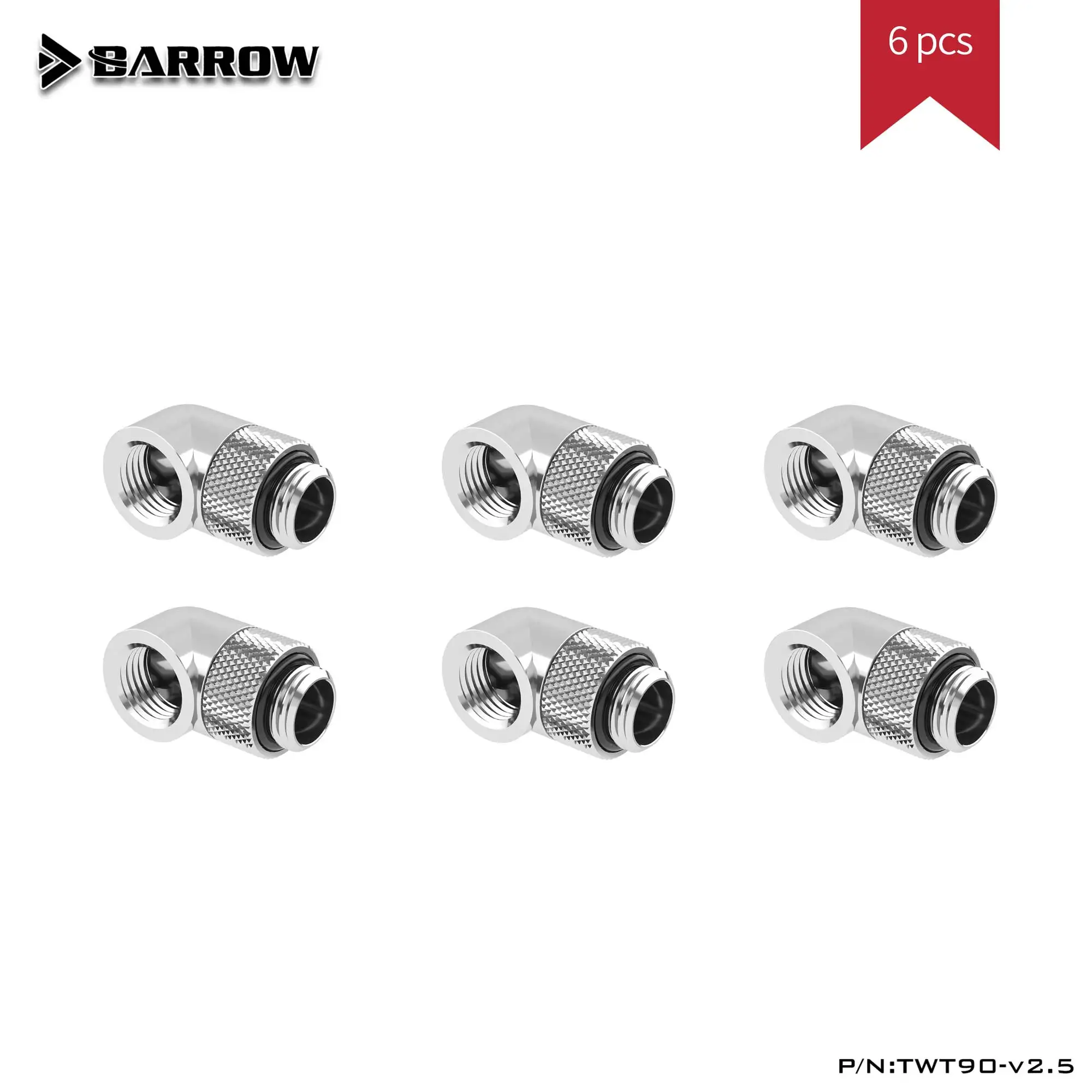 BARROW 6pcs/Lot G1/4 Water Cooling 90 Degree Rotary Fitting Adapter ...
