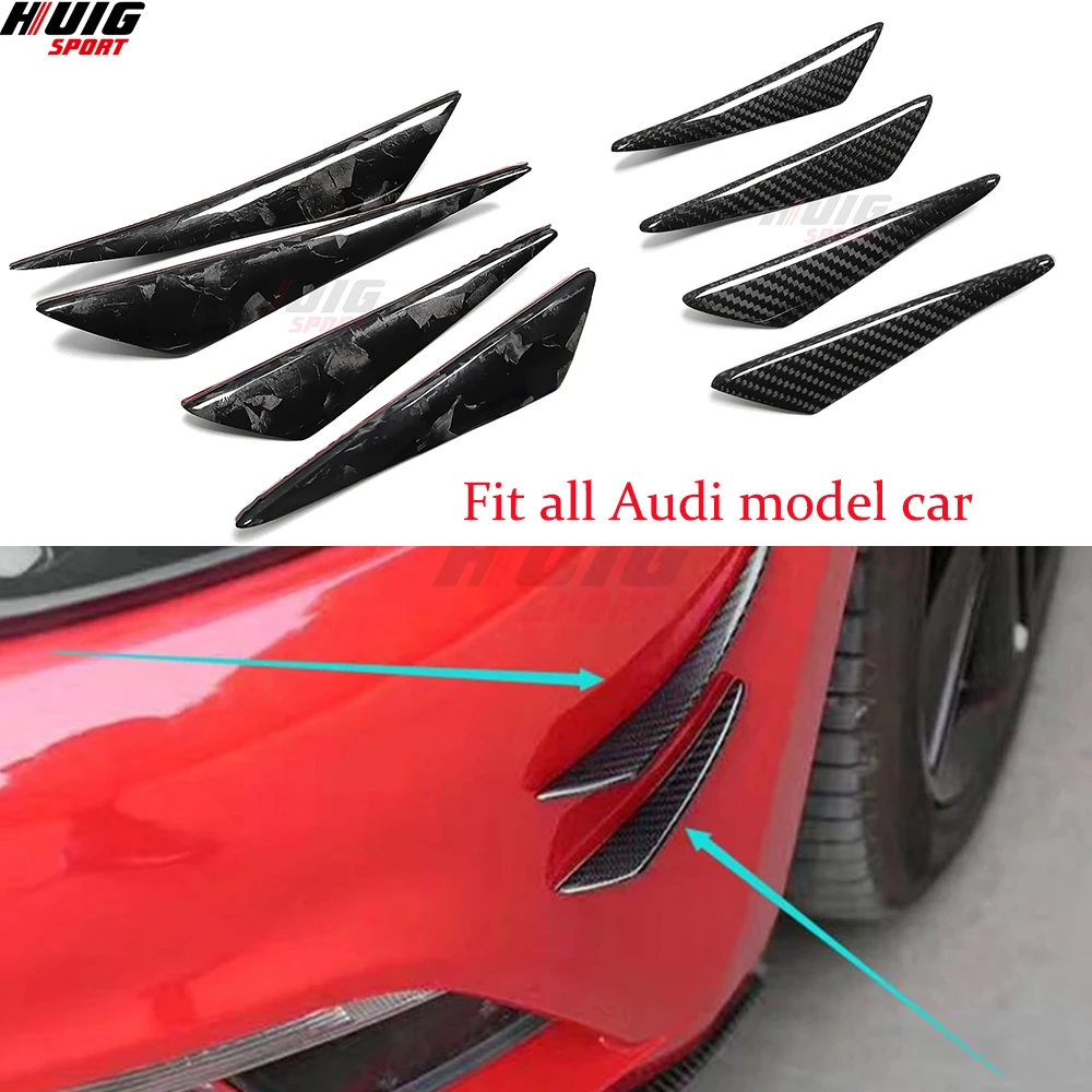 Carbon Fiber Front Bumper Lip Spoiler Fins Body Trim For Audi A1 A2 A3 ...