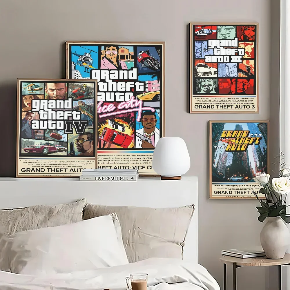 Video-Game-Grand-Theft-Auto-Poster-Self-adhesive-Art-Poster-Whitepaper ...