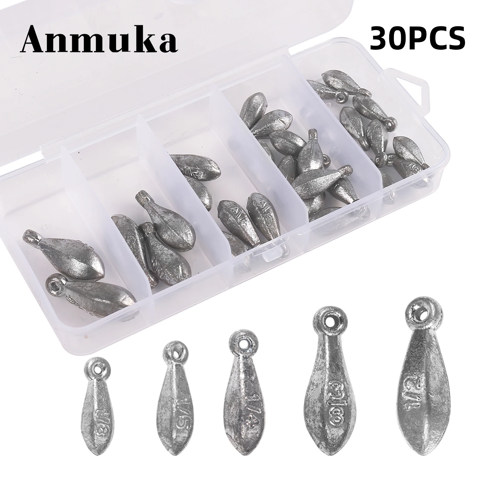 30pcs-box-of-weight-sea-fishing-long-casting-bowling-ball-type-lead ...