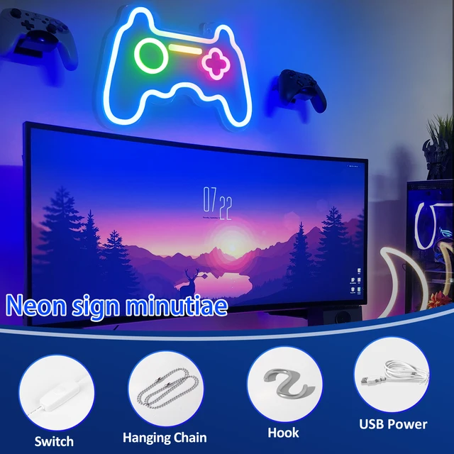 Led Gamer Neon Sign Lights Játékvezérlő Jel A Room Dekorációhoz ...