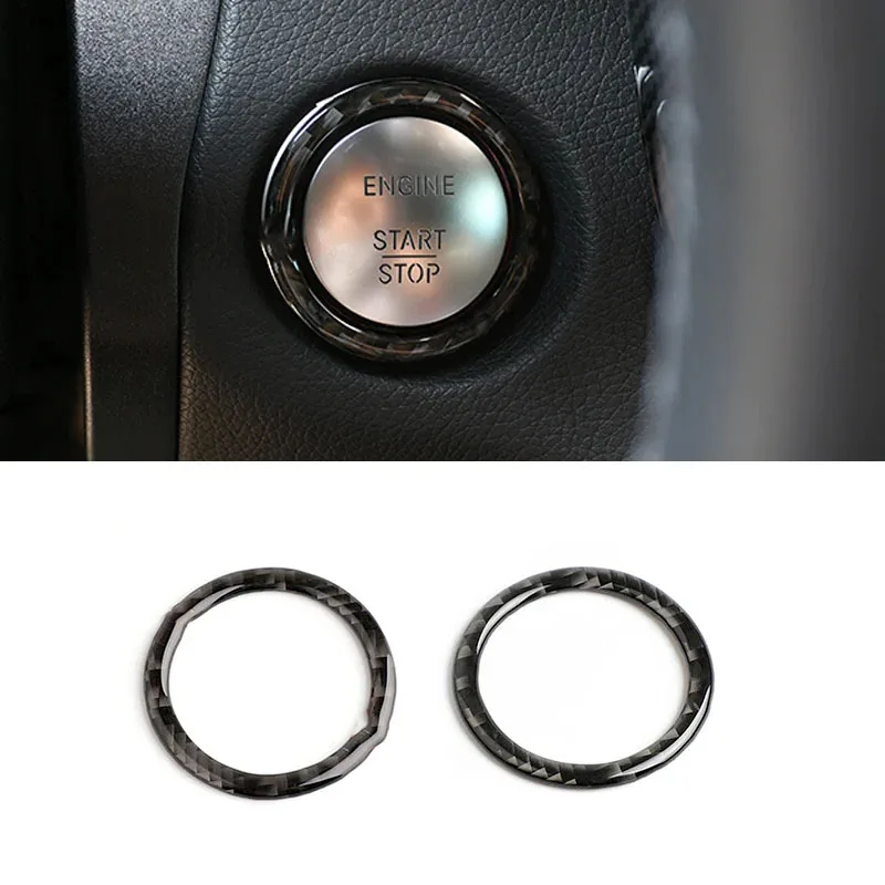 Real-Carbon-Fiber-Engine-Start-Stop-Push-Button-Ignition-Key-Ring-Trim ...