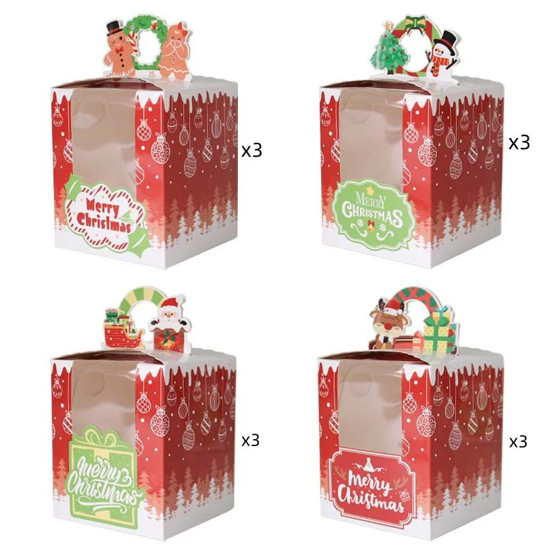 12Pcs-Christmas-Biscuit-Cake-Gift-Box-PVC-Open-Window-Muffin-Favor ...