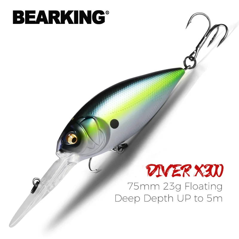 Bearking 75mm 23g Top Fishing Lures Floating Crank Bait Deep Diver Bait ...