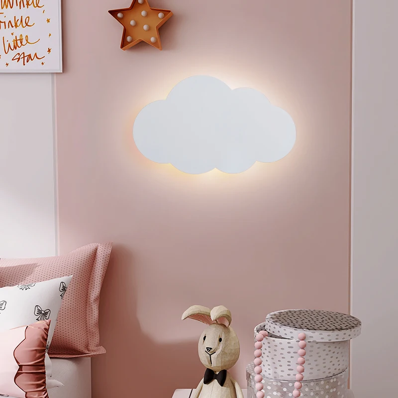 Cartoon Princess Room White Cloud Wall Lamp Modern Kindergarten Baby ...