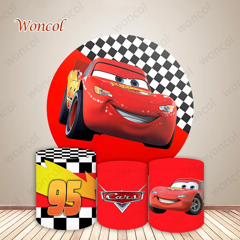 Cars Mcqueen Round Backdrop Racing Car Circle Backdrop Boy Birthday ...