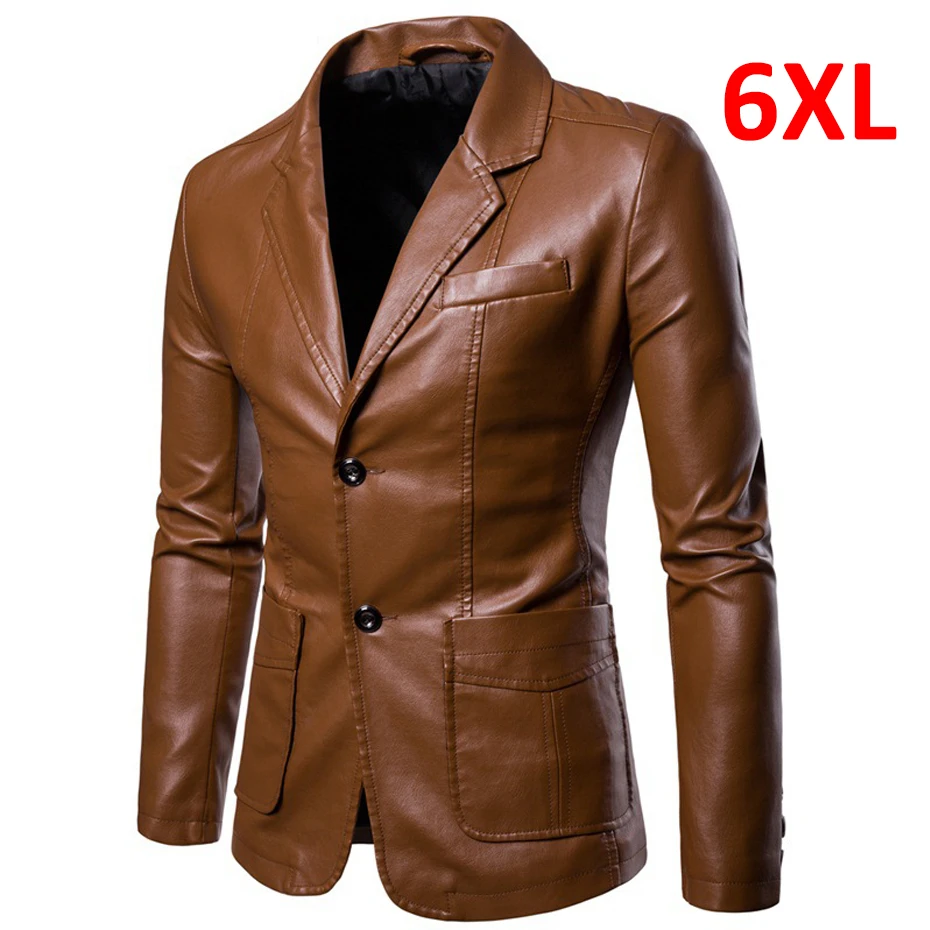 Big Size Men's Leather Jacket | Leather Motorcycle Biker Coat - Plus ...