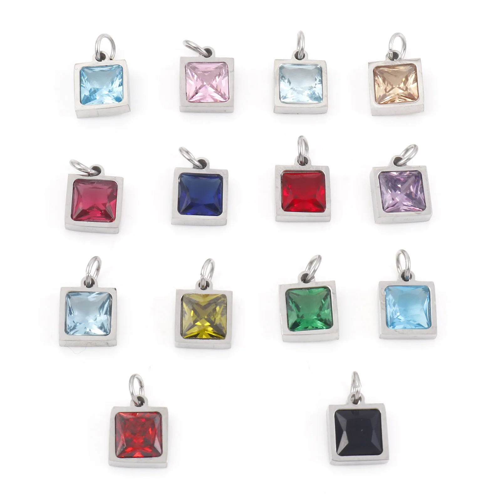 1PC-Stainless-Steel-Charms-Silver-Color-Square-Multicolour-Cubic ...