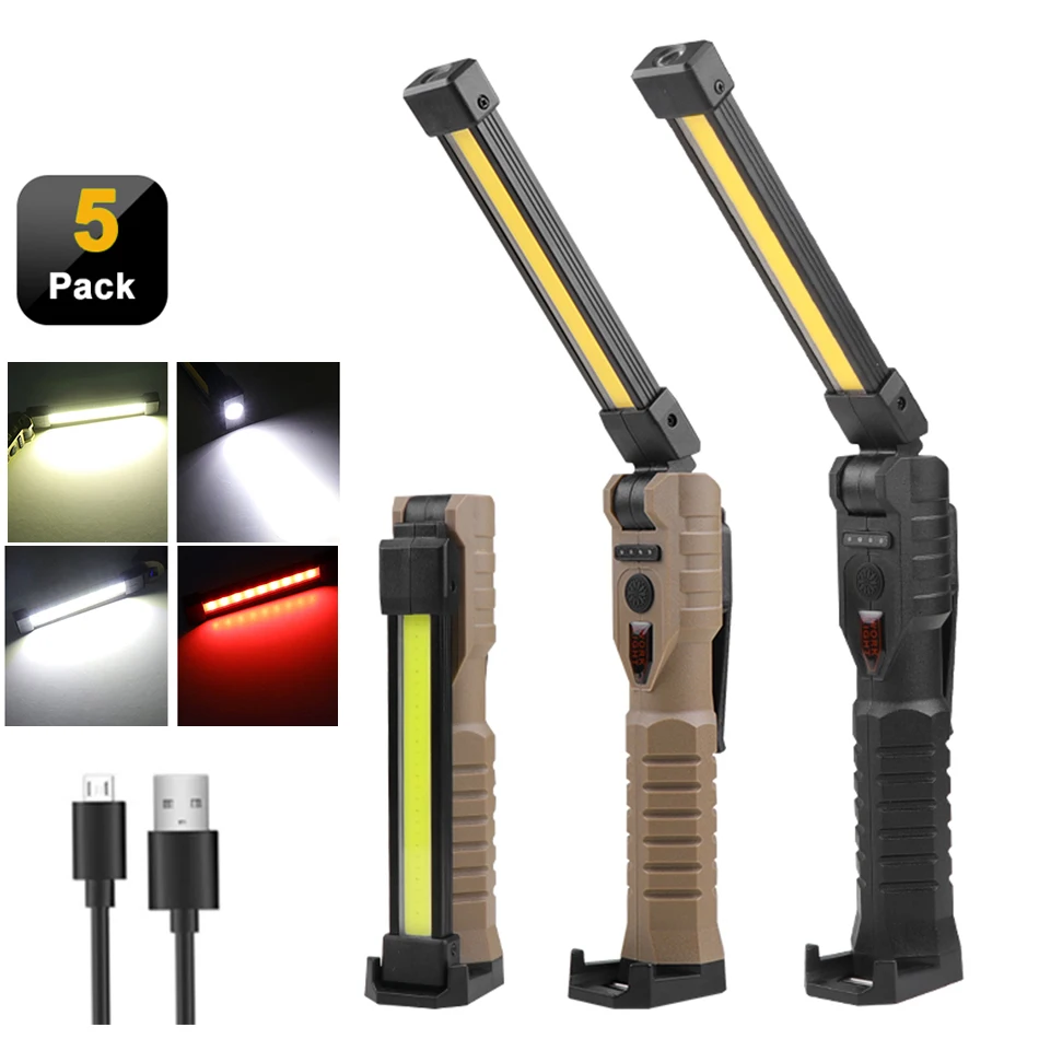 LED-COB-Work-Light-Folding-Flashlight-USB-Rechargeable-Portable ...