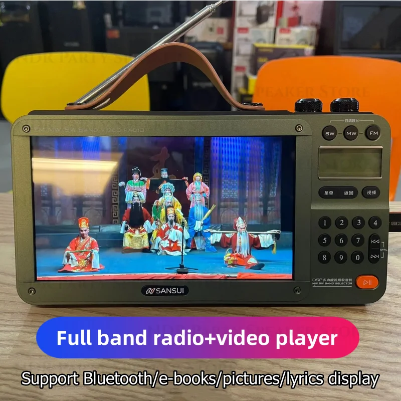 SANSUI LED HD video player FM Radio Portable Wireless Bluetooth ...