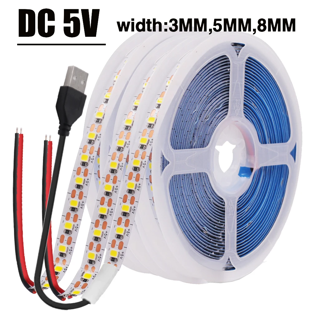 Width-3MM-5MM-8MM-DC-5V-USB-LED-Strip-SMD-2835-120LEDs-M-3000K-4000K ...