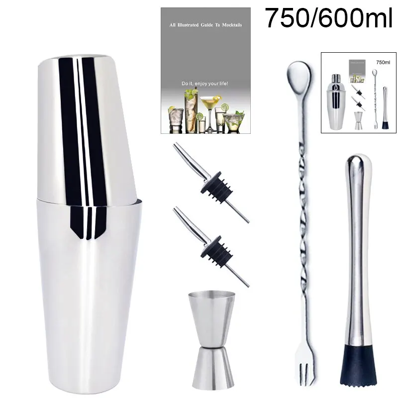 1-6Pcs-750ml-750-600ml-Cocktail-Shaker-Set-With-Cocktail-Recipe-Bartending-Kit-Bar-Tools ...