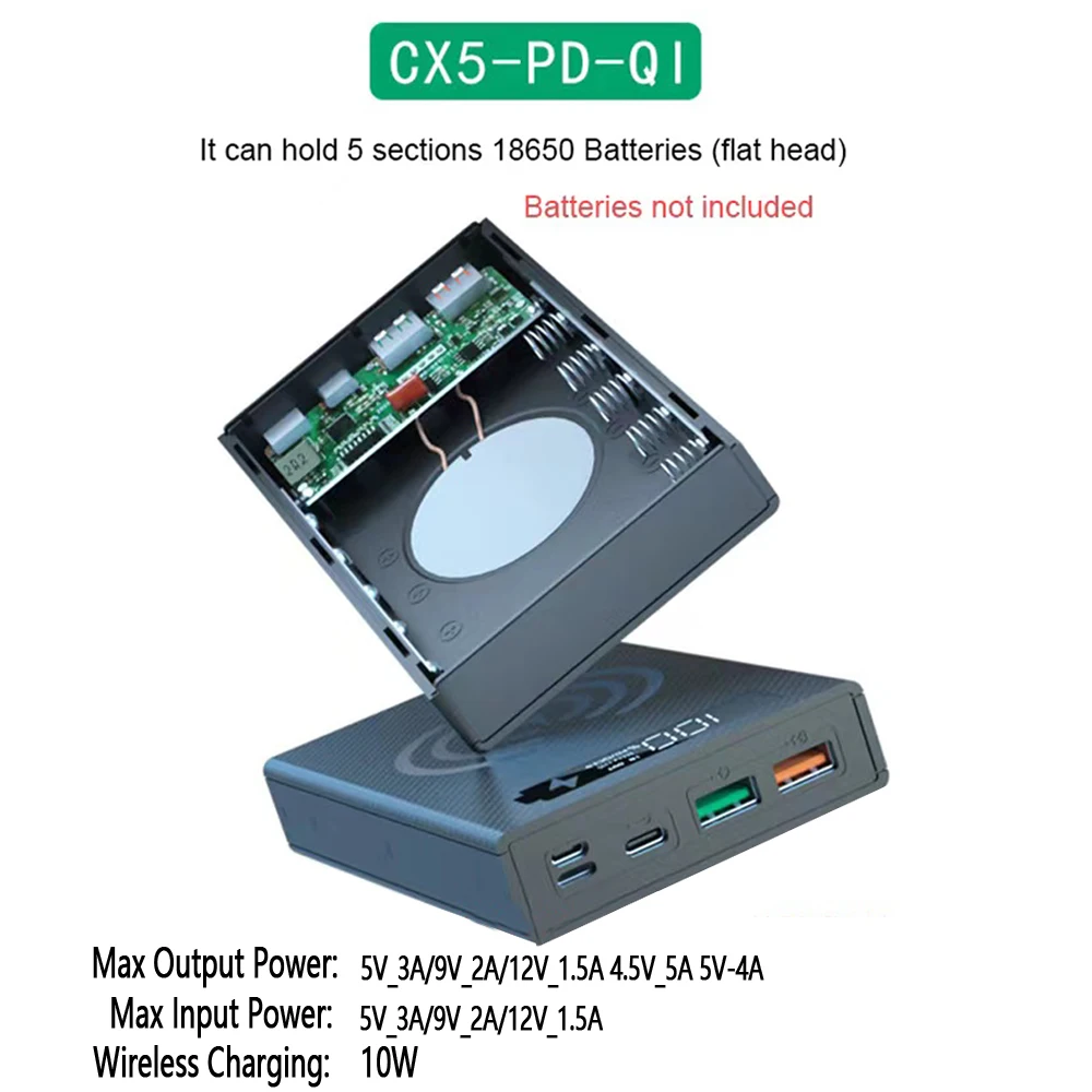 18650-Battery-Holder-Detachable-Power-Bank-Case-12V-PD-QC3-0-USB-C ...