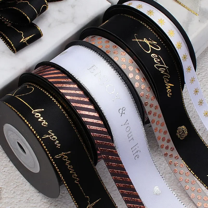 White-Hot-stamping-silver-foil-Printed-grosgrain-ribbon-gift-packaging ...