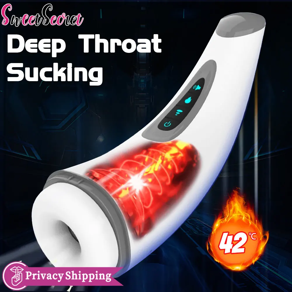 Real Air Sucking Heating Male Masturbator Automatic Vacuum Erotic Oral Blowjob Cup Adult Sex ...