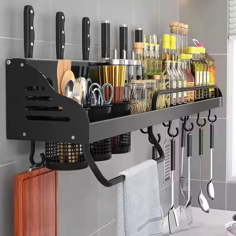 Wall mounted Kitchen Rack Storage Shelf Spice Rack Aluminum ...