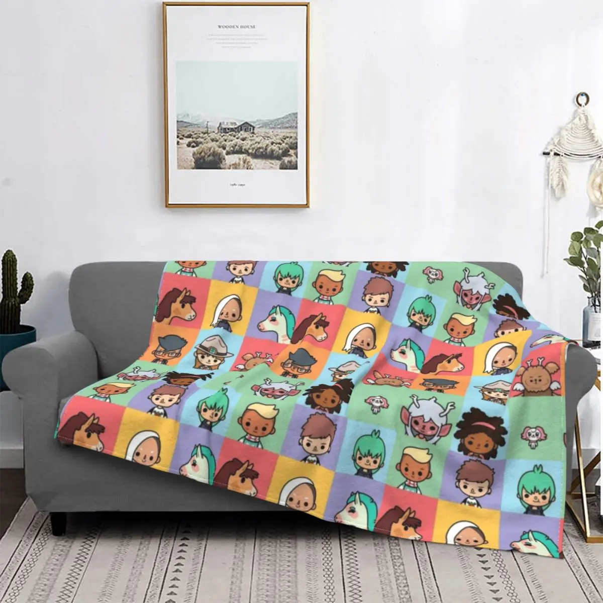 Toca Box Life World Anime Knitted Blankets toca boca game cartoon Wool ...