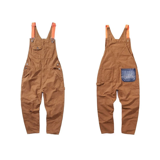 American Casual Ripped One-piece Overalls Men's Straight Overalls ...